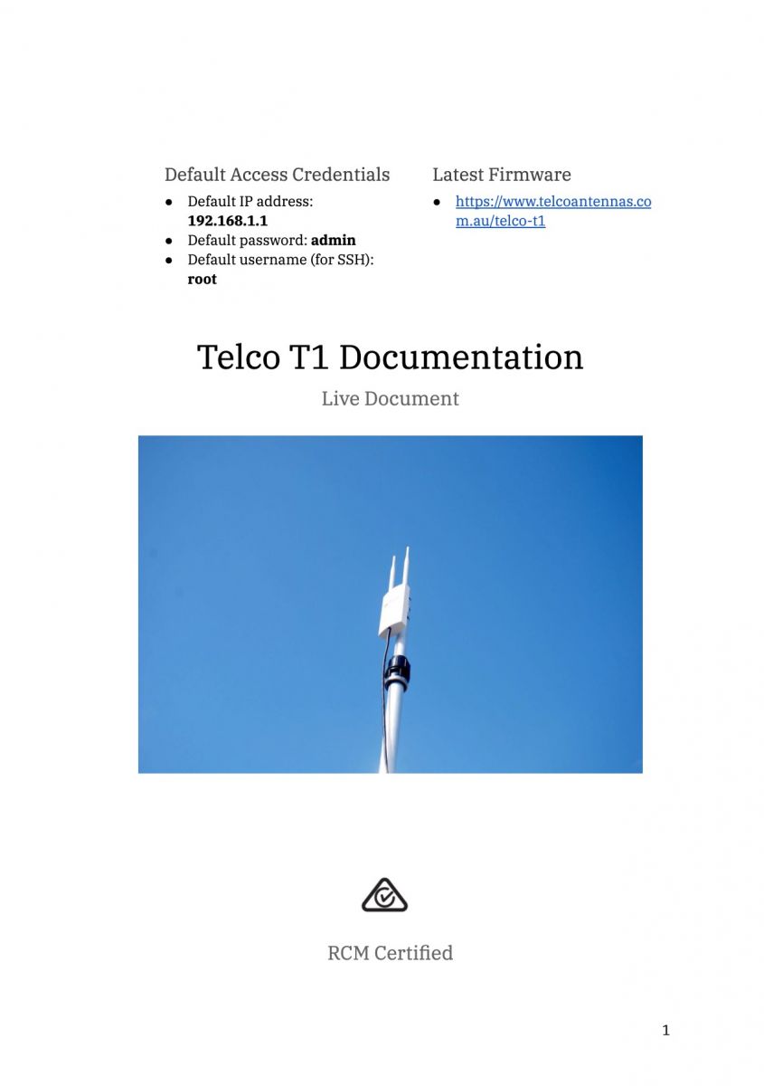 Telco Electronics T1 - Indoor/Outdoor 4G LTE-A Pole Mountable Modem/Router